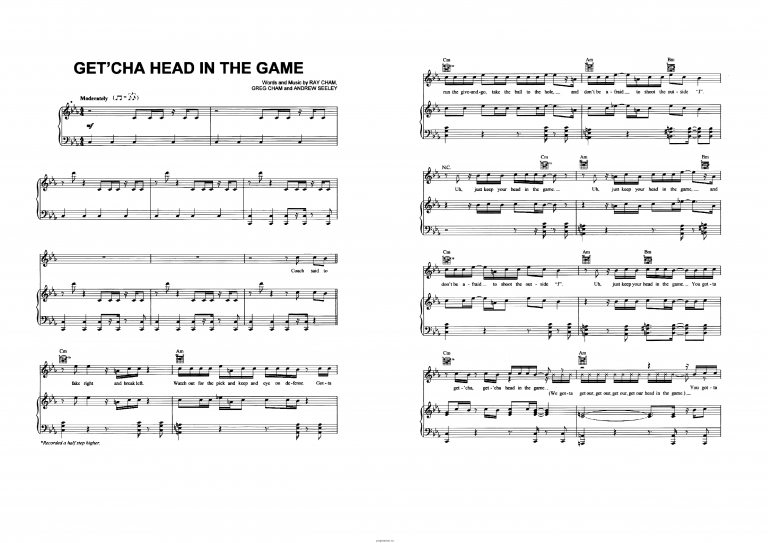 «Get'cha Head in the Game» из фильма "High School Musical": ноты