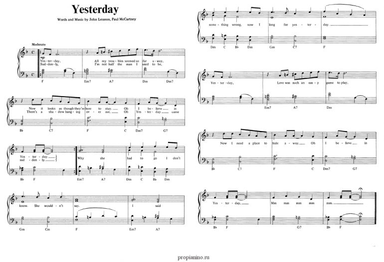 Yesterday (The Beatles) - ноты
