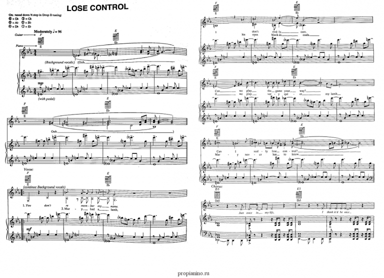Lost Control (Evanescence) - ноты