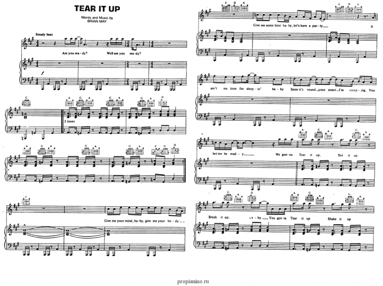 Tear it up (Queen) - ноты
